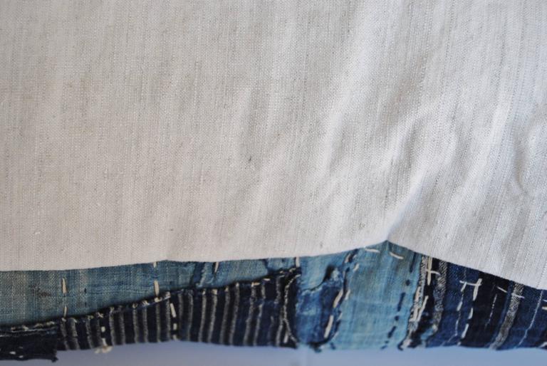 Custom Antique Japanese Indigo Boro Pillow with Sashiko Stitching For ...