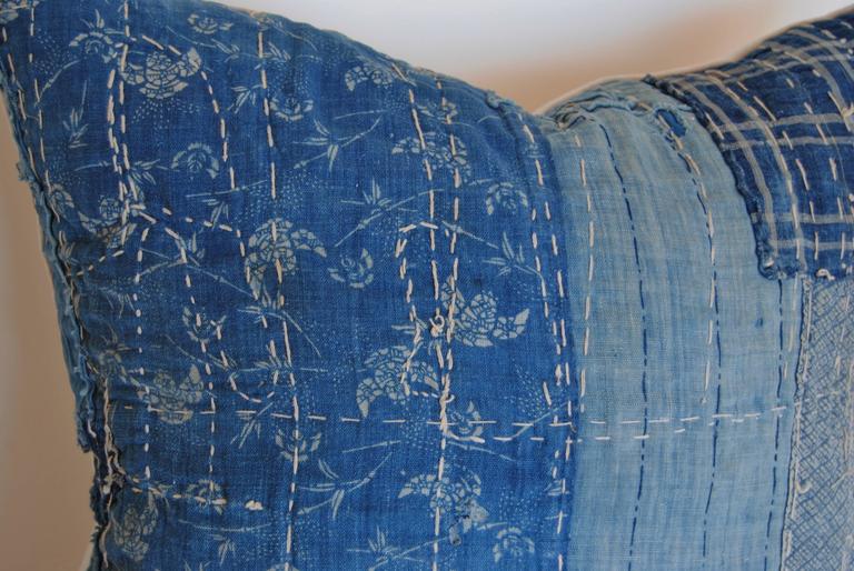 Antique Japanese Indigo Boro Custom Pillow with Sashiko Stitching For ...