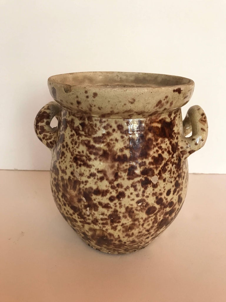 French Alsace Antique Pot with Handles, Folk Art at 1stDibs