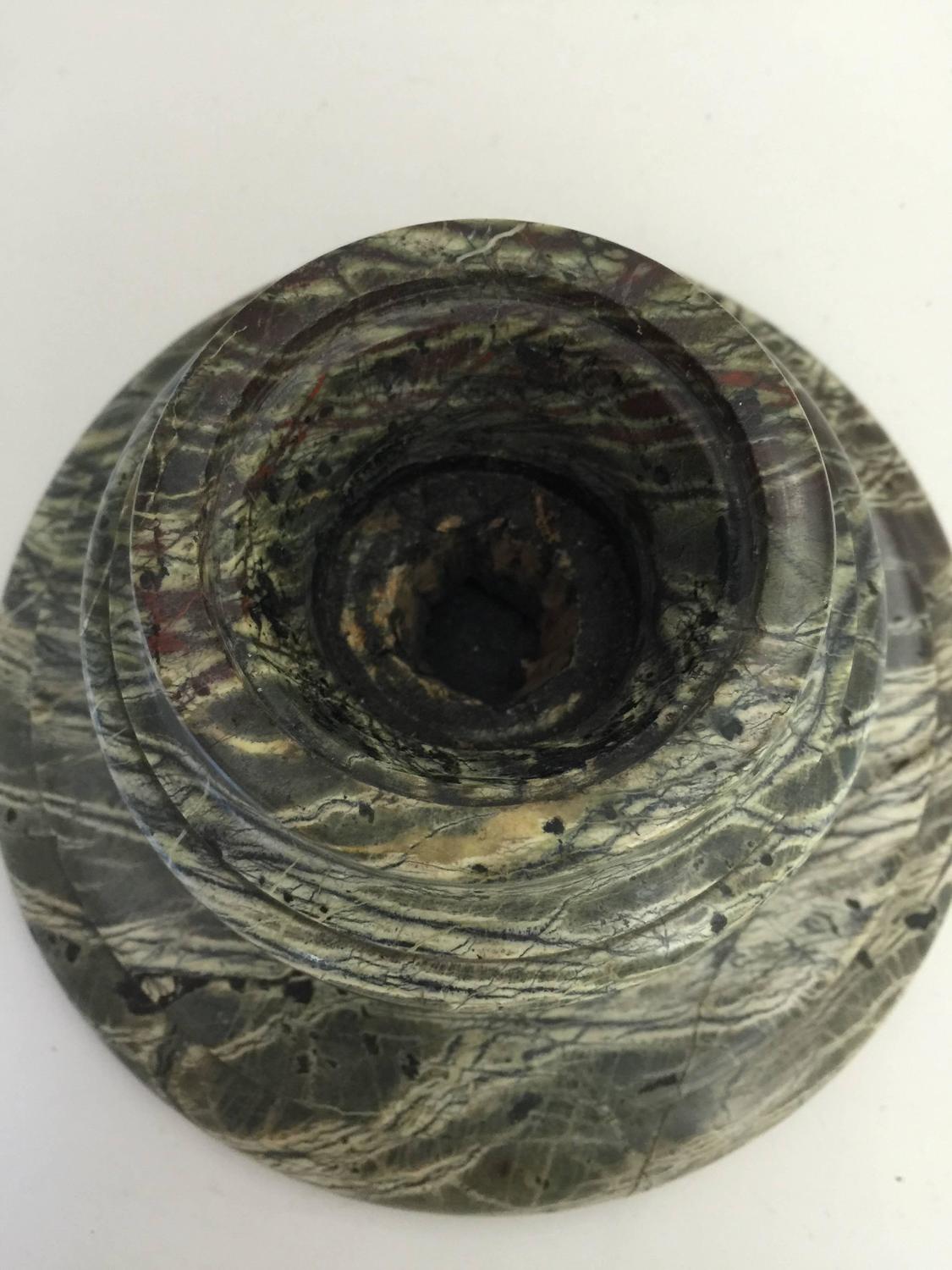 Italian Gray Marble Inkwell, 20th Century For Sale at 1stdibs