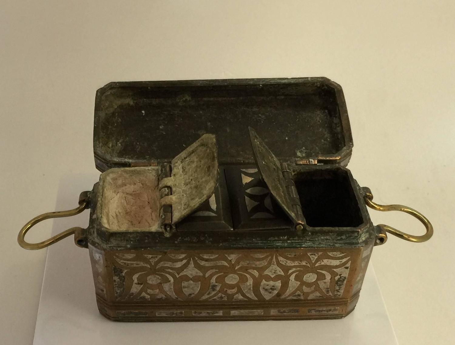 Silver and Bronze Inlaid Betel Nut Box For Sale at 1stdibs