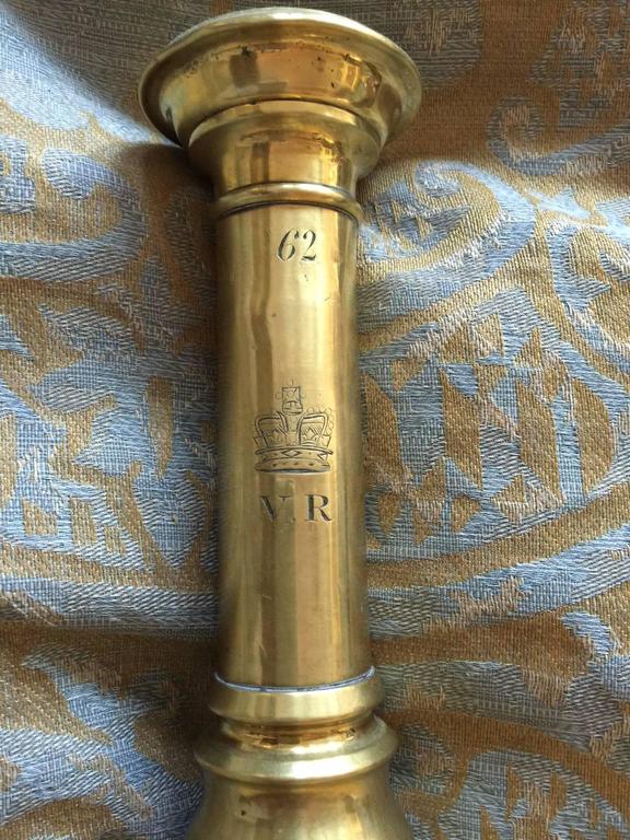 Pair of Turned Victorian Brass Candlesticks, Dated 1837 For Sale at ...