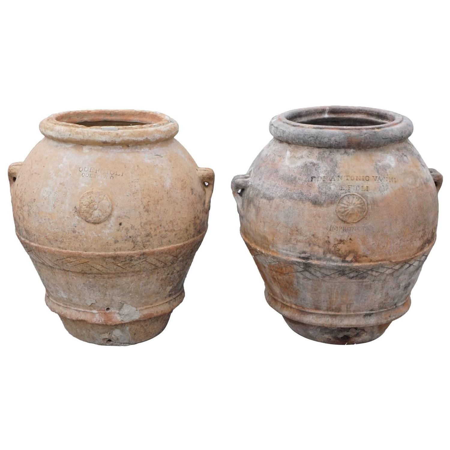 Pair of Antique Italian Terra Cotta Orci Garden Planters For Sale at ...