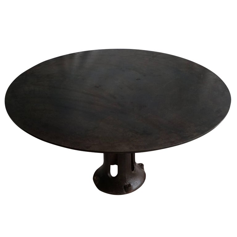 20th Century French Industrial Table with Cast Iron Base at 1stDibs