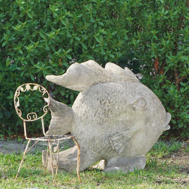20th Century Large Limestone Fish Garden Statue at 1stDibs | garden ...