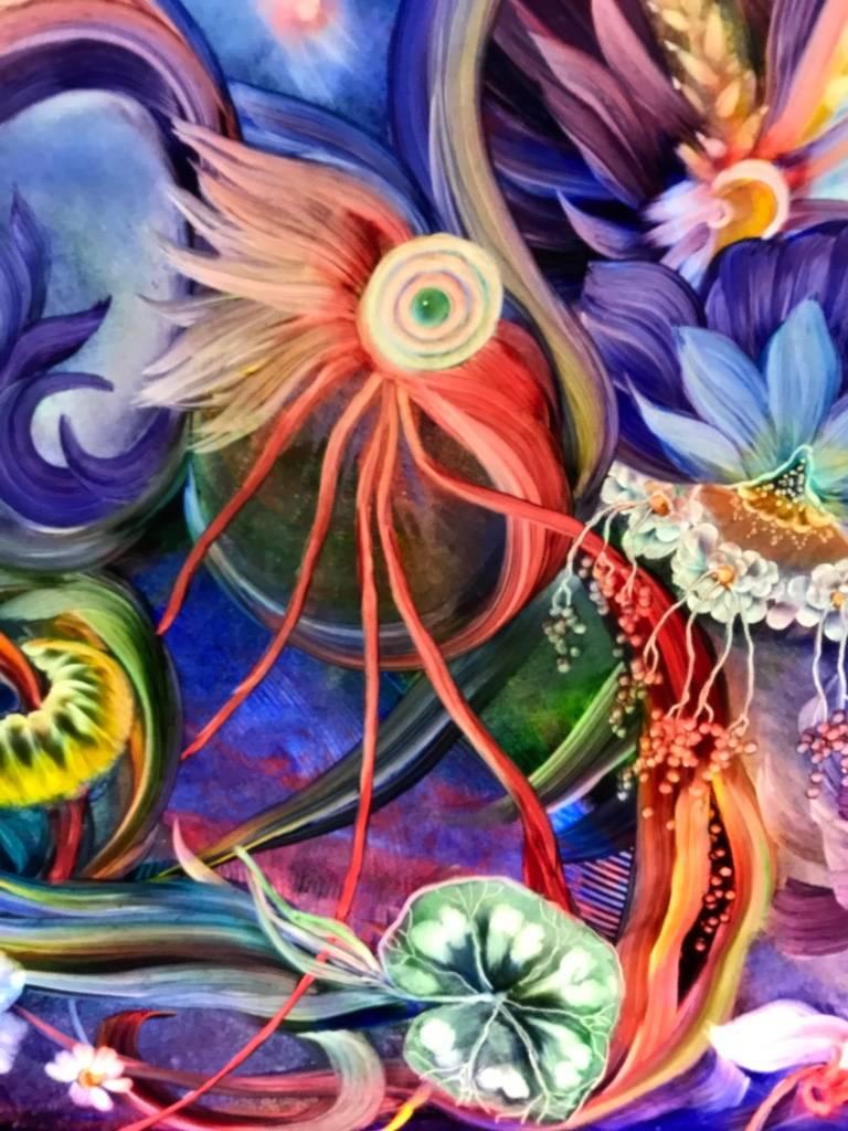 Signed Original Ulla Darni Illuminating Flat Glass Painting at 1stDibs