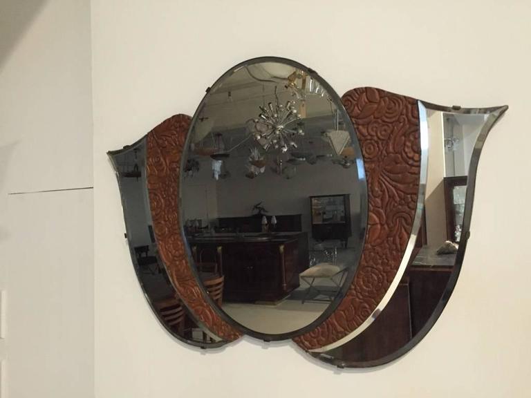 American Art Deco 1920s Mirror with Wood Floral Motif For Sale at ...