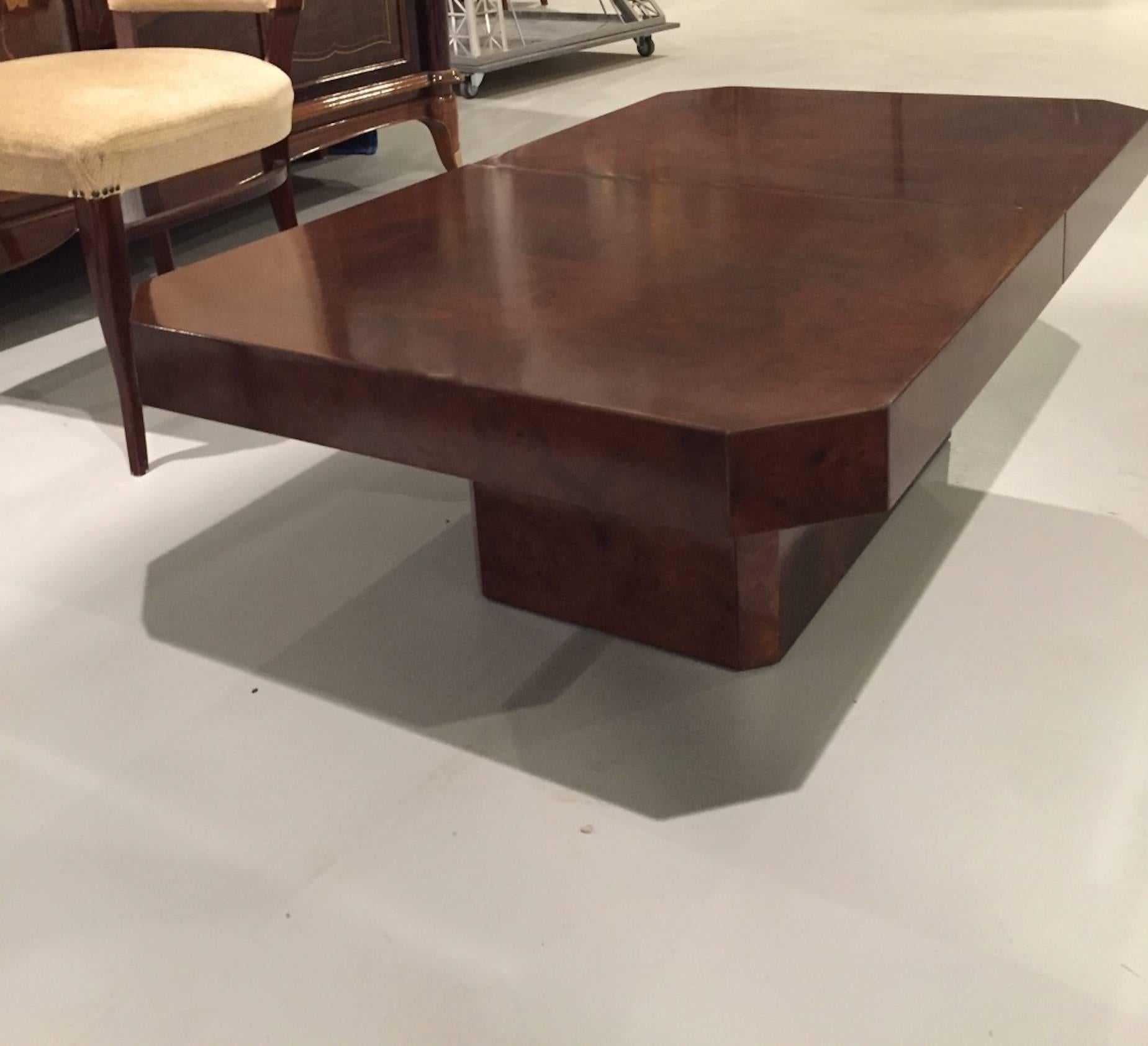 French Art Deco Burl Coffee Table and Dry Bar at 1stDibs