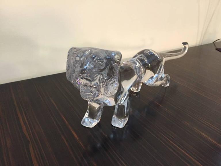 Signed Daum France Crystal White Tiger at 1stDibs