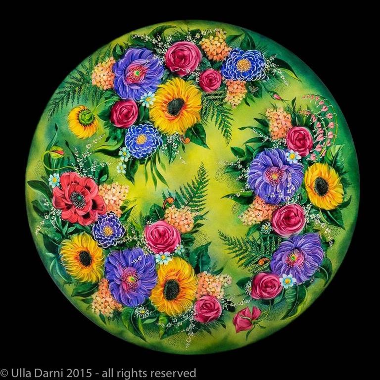 Signed M Darni "Floral Green" Chandelier at 1stDibs