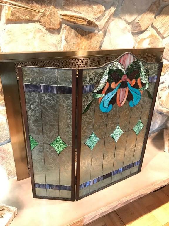 Stained Glass Fire Screen For Sale at 1stDibs