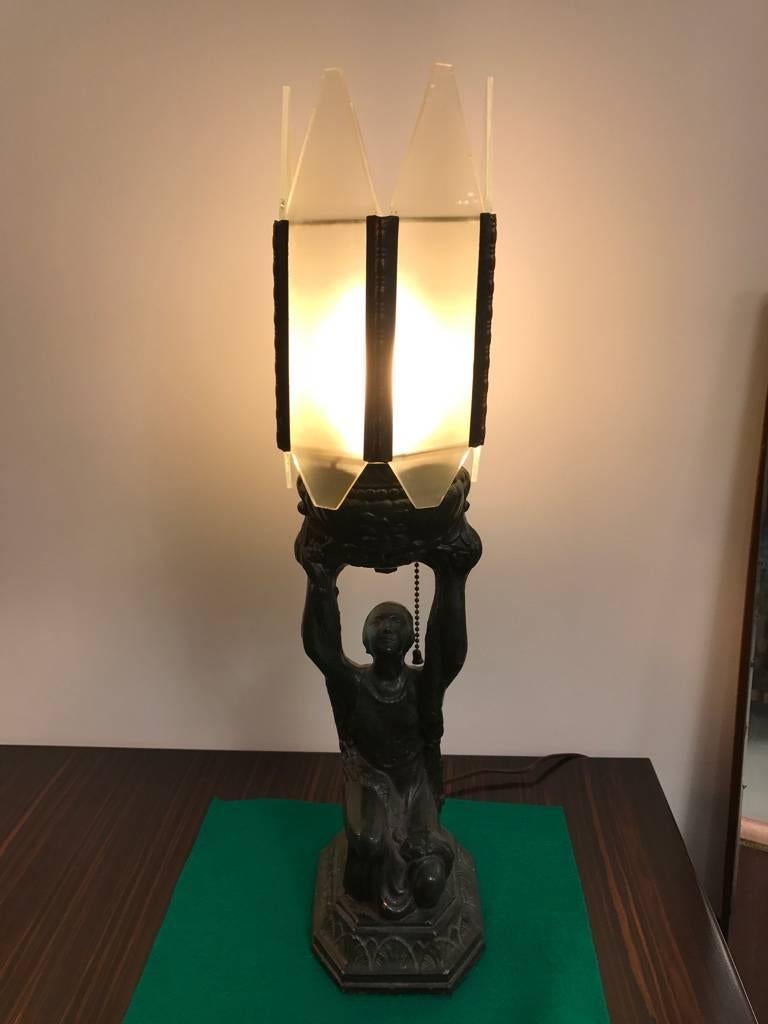 Female Art Deco Table Lamp Sculpture For Sale at 1stDibs