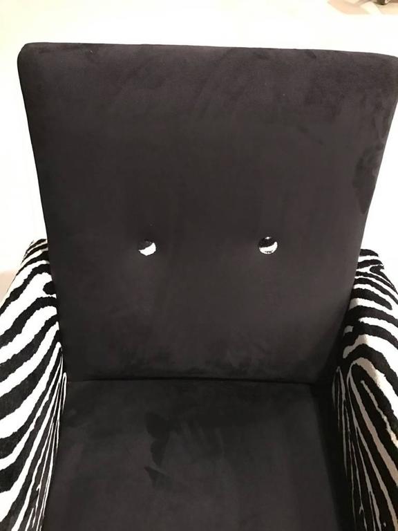 Mid-Century Pair of Metal Club Chairs with Faux Zebra Print For Sale at ...