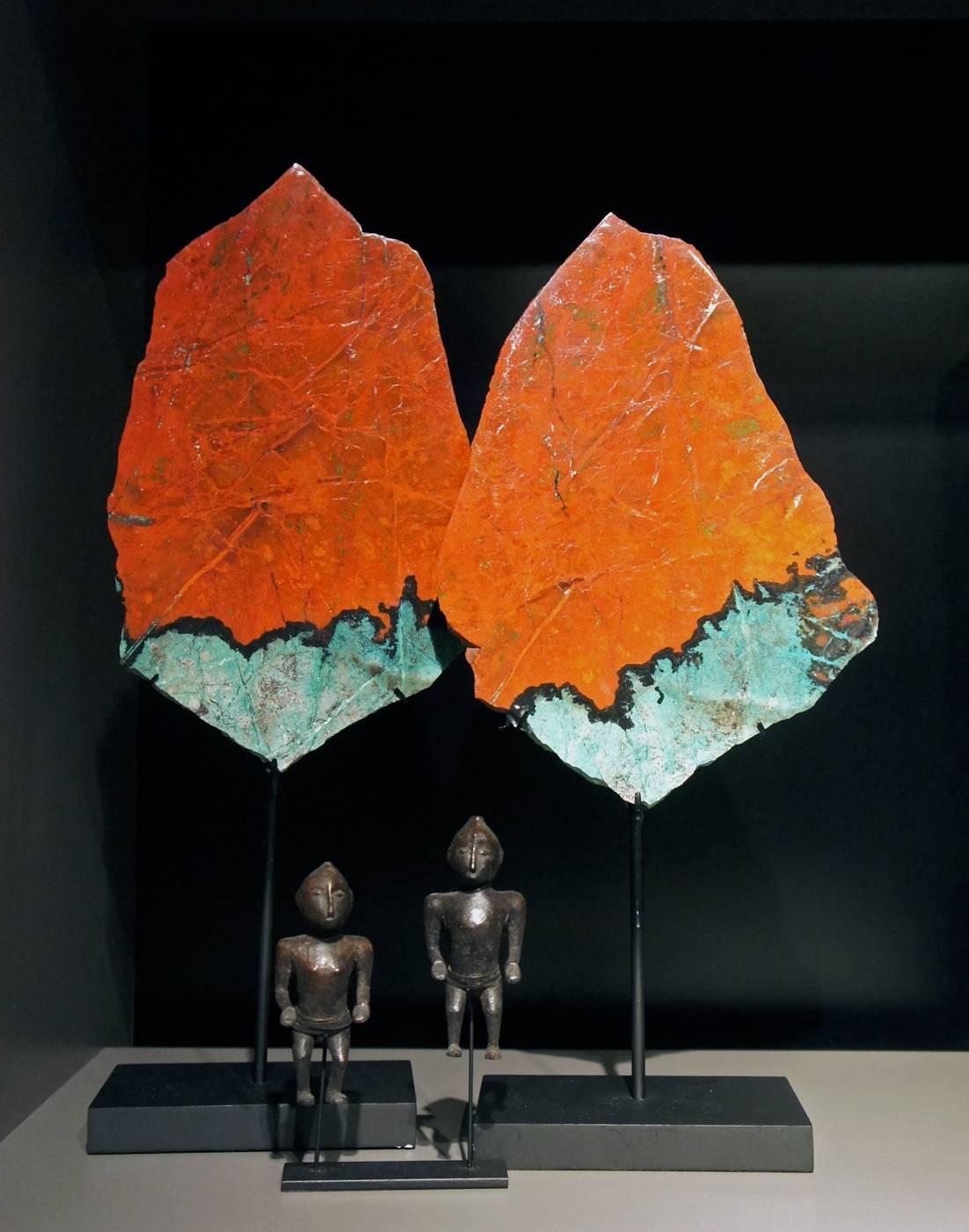 Cuprite, Tenorite and Chrysocolla, Pair of Polished Cut Slices For Sale ...