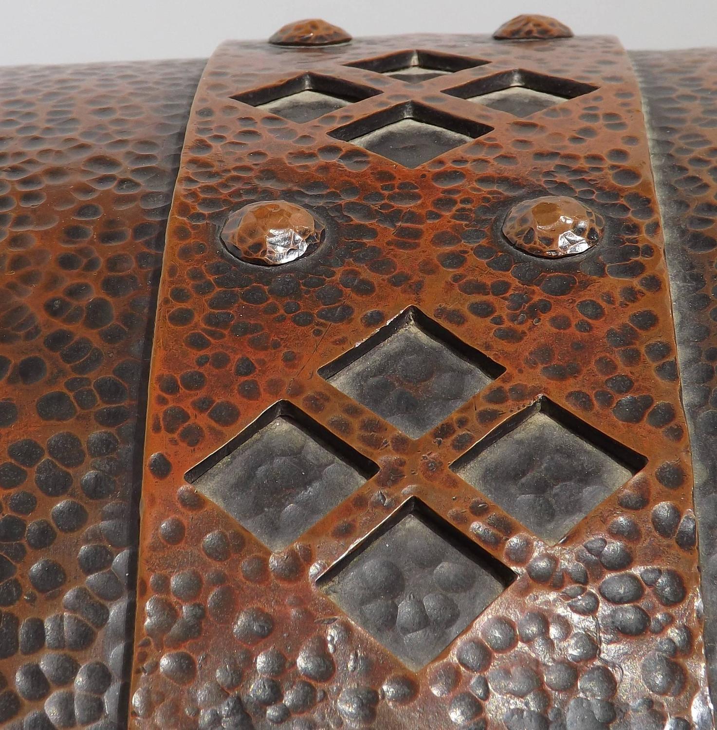 19th Century Arts and Crafts Patinated Hammered Copper Chest or ...