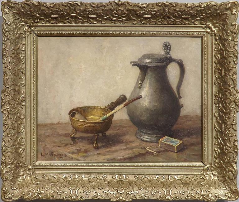 'Still Life with Pewter Can and Pipe' by Leonard Versteeg at 1stDibs