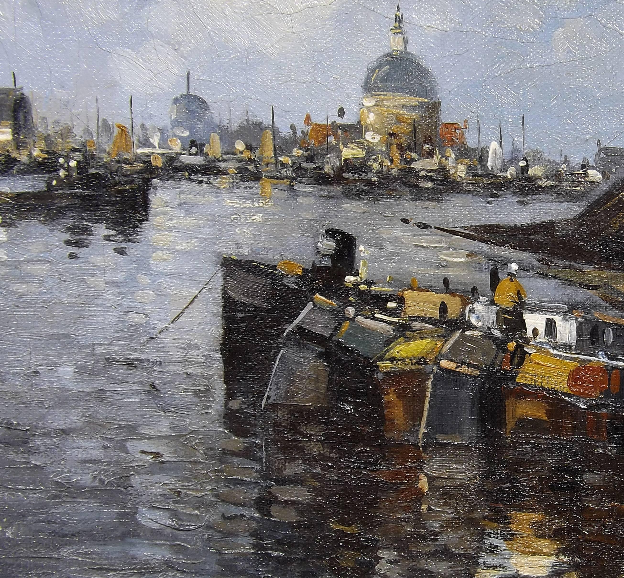 'Amsterdam Harbor' Oil on Canvas by Dutch Artist Willempje Noordam at ...