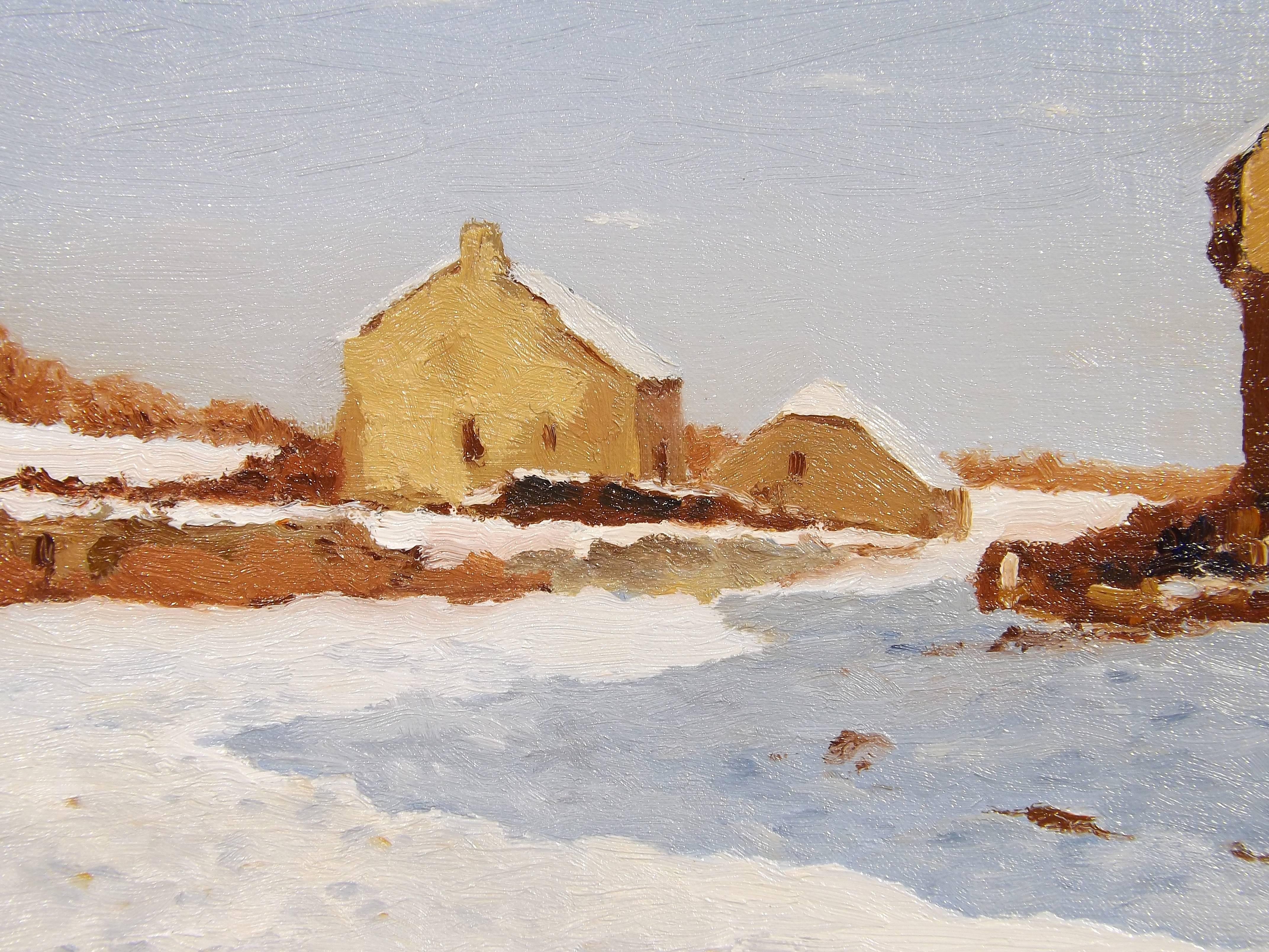 'Village Sous La Neige' Original Painting by Belgian Artist Pierre ...