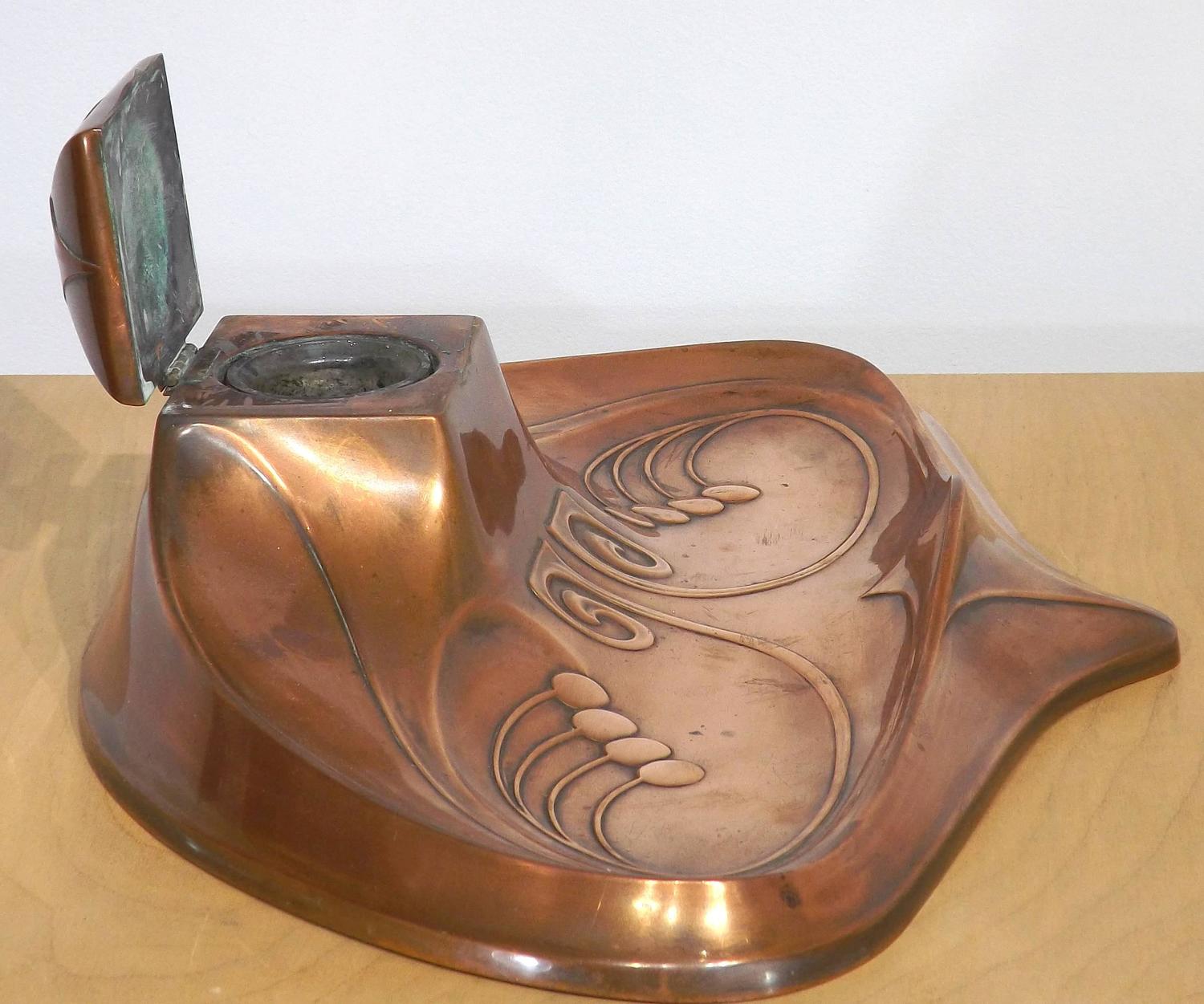Art Nouveau Copper Inkwell at 1stdibs