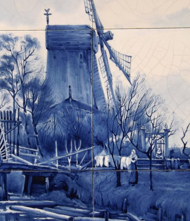 1892 Hand-Painted Framed Delft Blue Tiles at 1stDibs