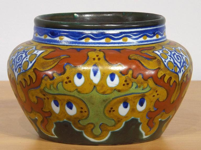 Heavily Decorated Gouda Bowl 'Rhodian' from 1921 at 1stDibs
