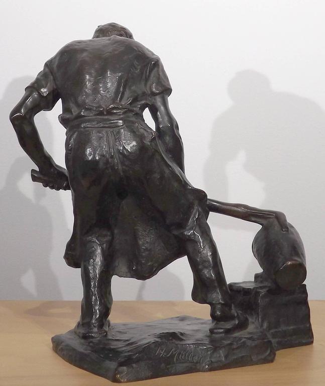 Foundry Worker Bronze Statue by Hans Muller at 1stDibs