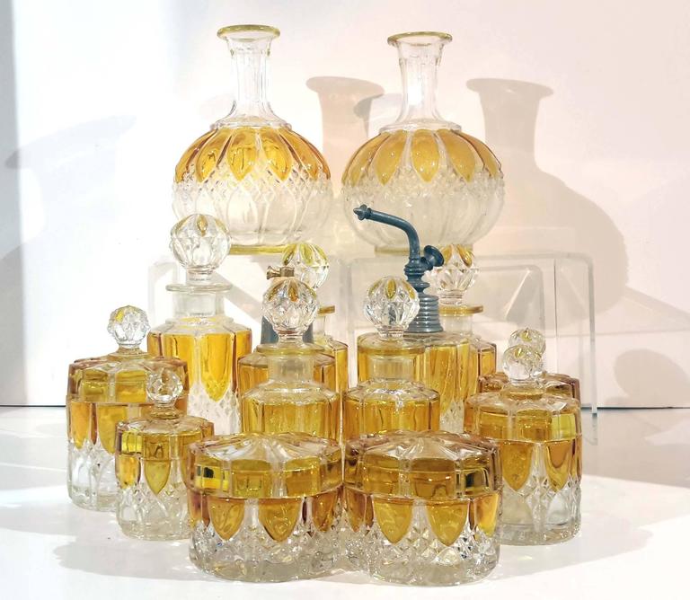 15-piece Val Saint Lambert Crystal Valembert Pattern Dresser/Vanity ...