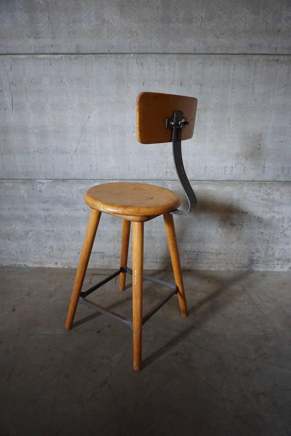 German Industrial Workshop Chair / Bar Stool For Sale at 1stdibs