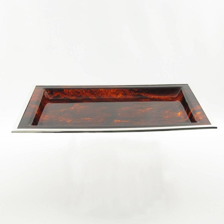 Serving Tray Tortoise Lucite and Silver Plate For Christian Dior Home ...