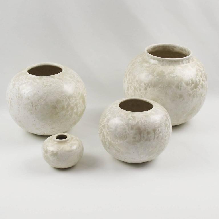 French Set of Four Crystal Glazed Pottery Vase by Serafino Ferraro ...