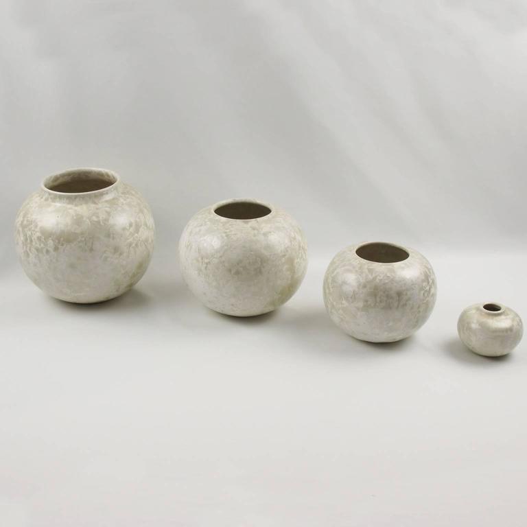 French Set of Four Crystal Glazed Pottery Vase by Serafino Ferraro ...