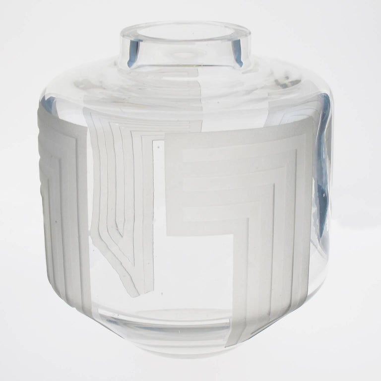 Monumental French Art Deco Clear Etched Glass Vase By Jean Luce Circa 1930s For Sale At 1stdibs