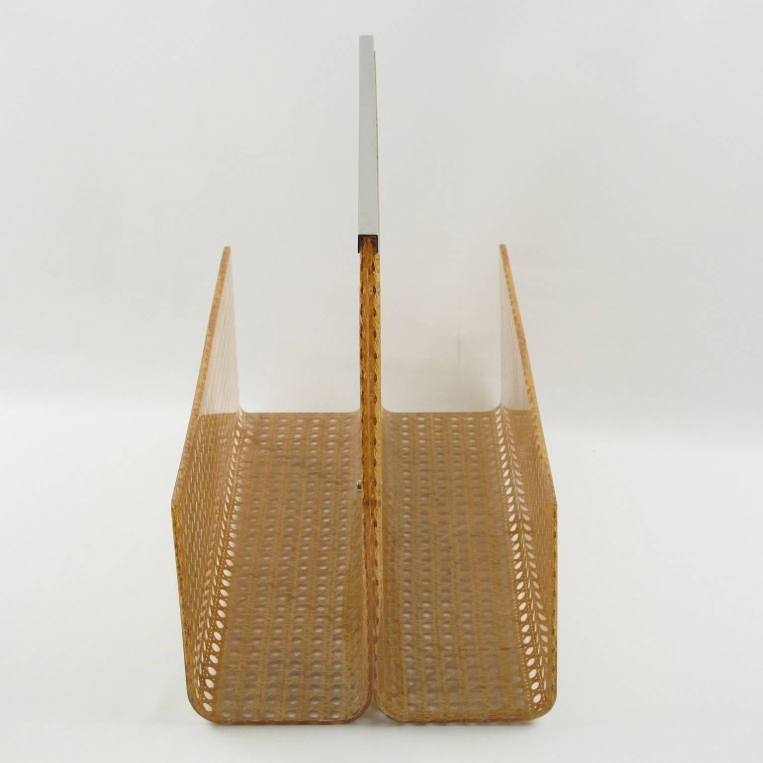 Lucite and Rattan Magazine Rack Holder for Christian Dior Home ...