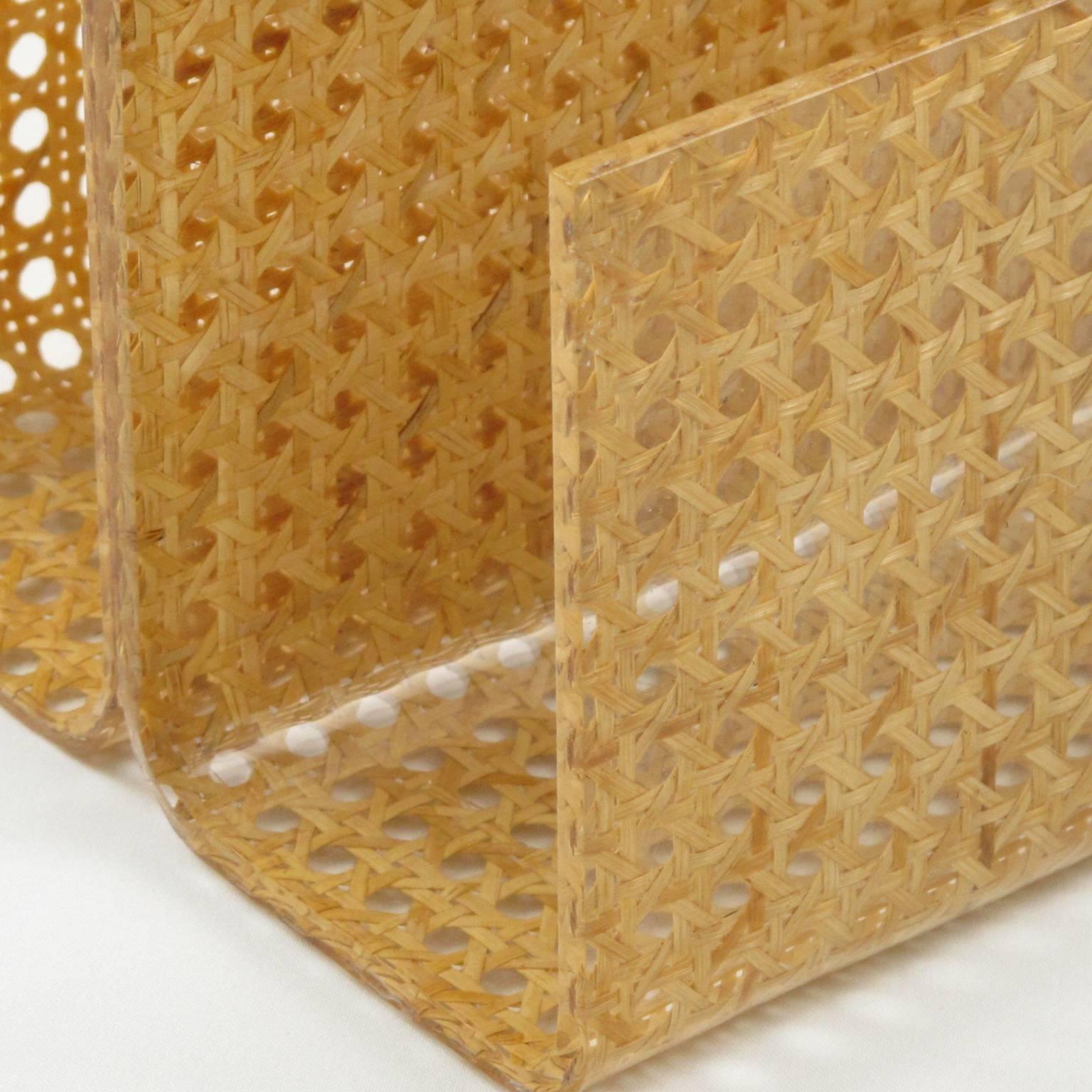 Lucite and Rattan Magazine Rack Holder for Christian Dior Home ...