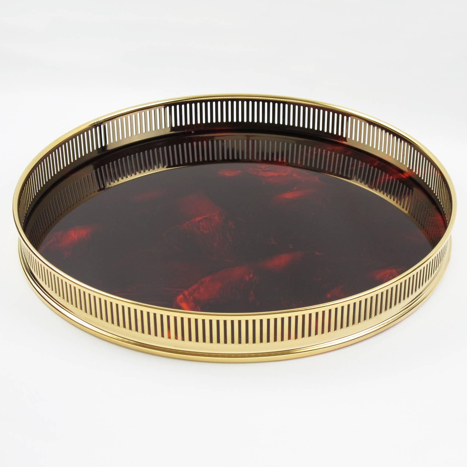 Italian Rede Guzzini Modernist Tortoise Lucite and Gold Plate Barware ...