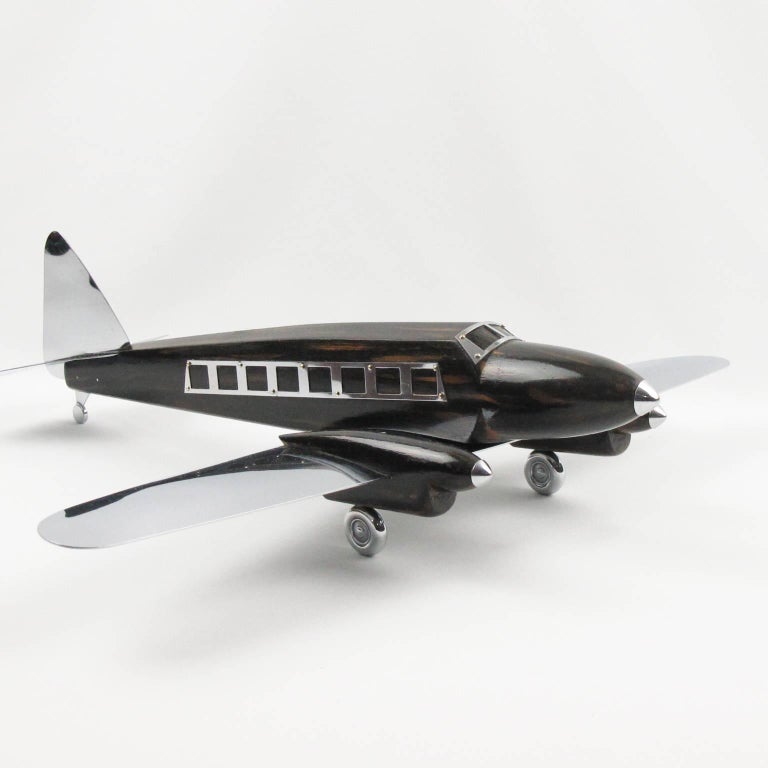 Art Deco Wooden and Chrome Airplane Aviation Model at 1stDibs