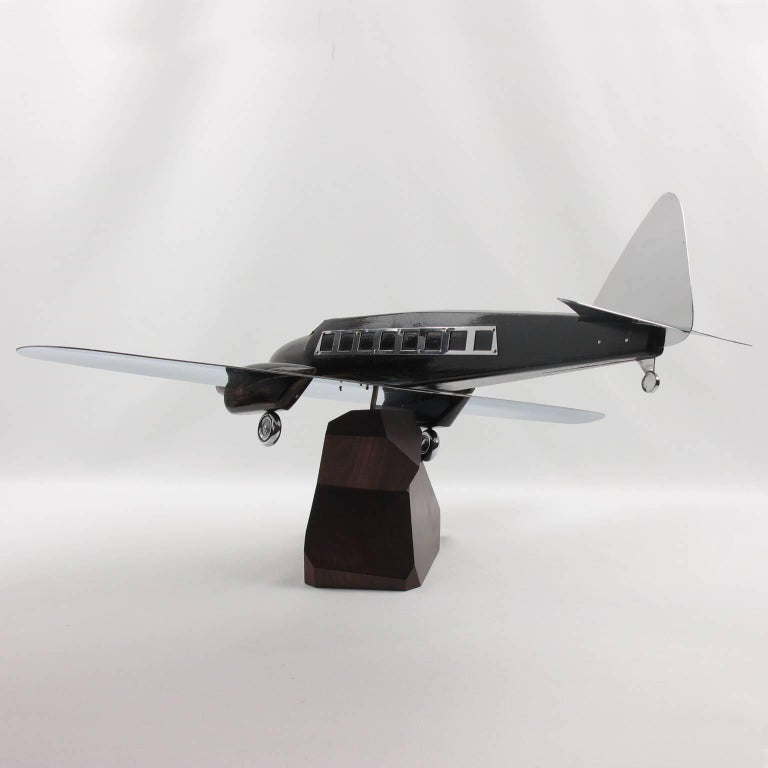 Art Deco Wooden and Chrome Airplane Aviation Model at 1stDibs