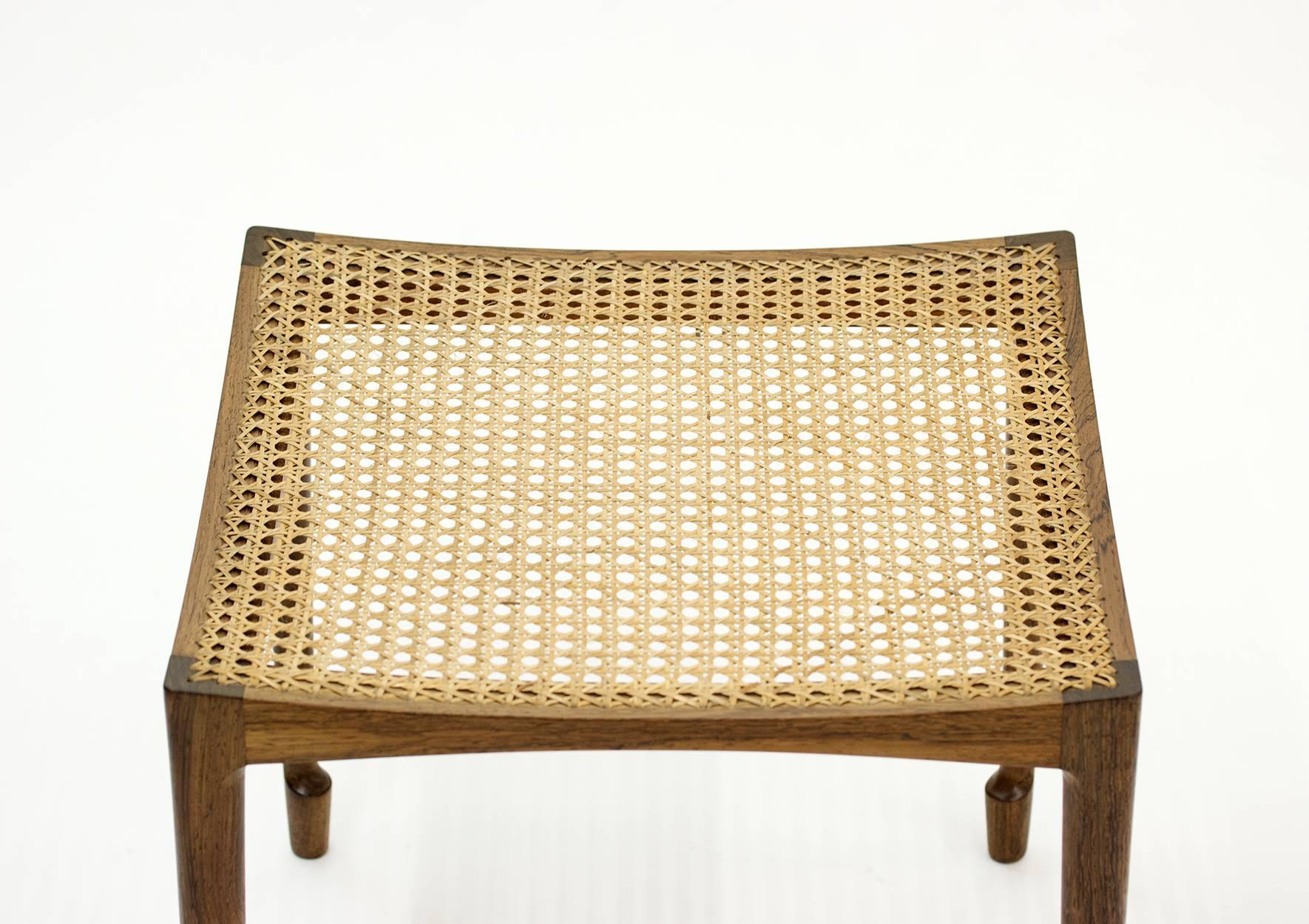 Rosewood and Rattan Stool by Bernt Petersen at 1stDibs
