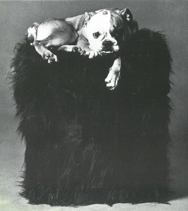 "Blocco" Fuchsia or Blue Faux Fur Pouf Designed by Nanda Vigo for ...