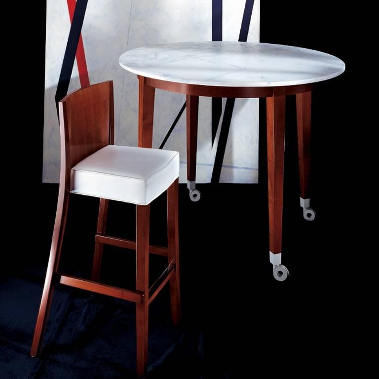 "Neoz" White Stool in Mahogany with Back Designed by Philippe Starck ...