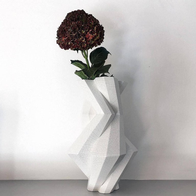 "Fortress Castle" White Crackle Ceramic Vase Designed by Lara Bohinc ...