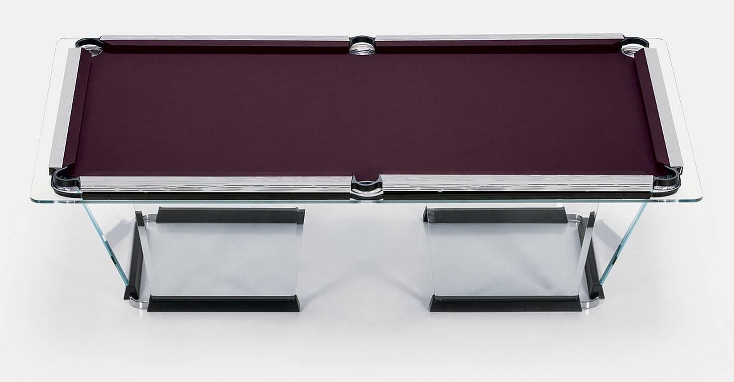 "T1.2" Crystal Pool Table with Chrome Plated Covers by Marc Sadler for ...