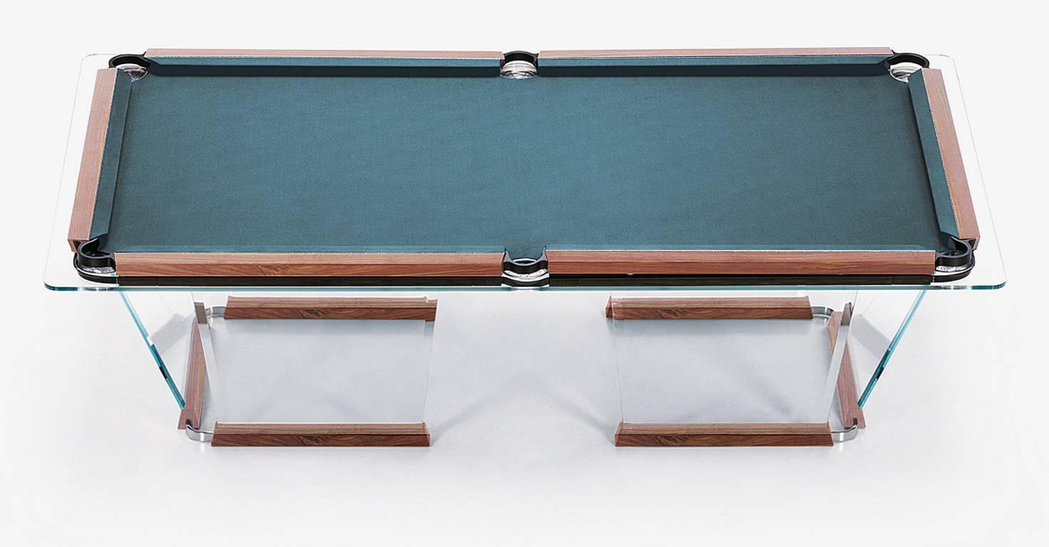 "T1.2" Crystal Pool Table with Leather or Walnut Covers by M. Sadler ...