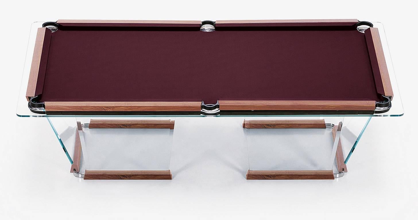 "T1.2" Crystal Pool Table with Leather or Walnut Covers by M. Sadler ...