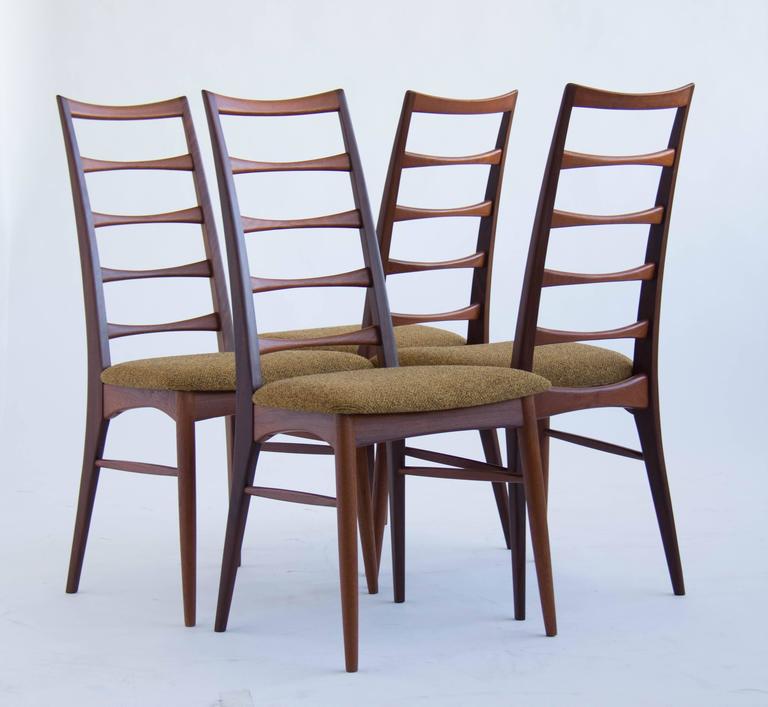 Set of Koefoeds Hornslet Teak Ladder Back Dining Chairs at 1stDibs