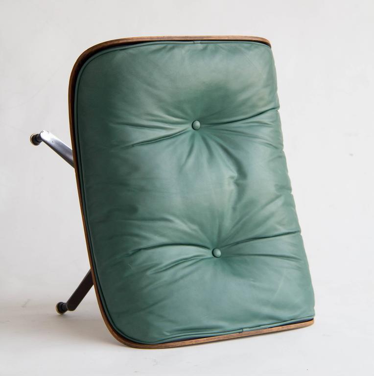Early Special Order Green Leather Rosewood Eames Lounge Chair and ...