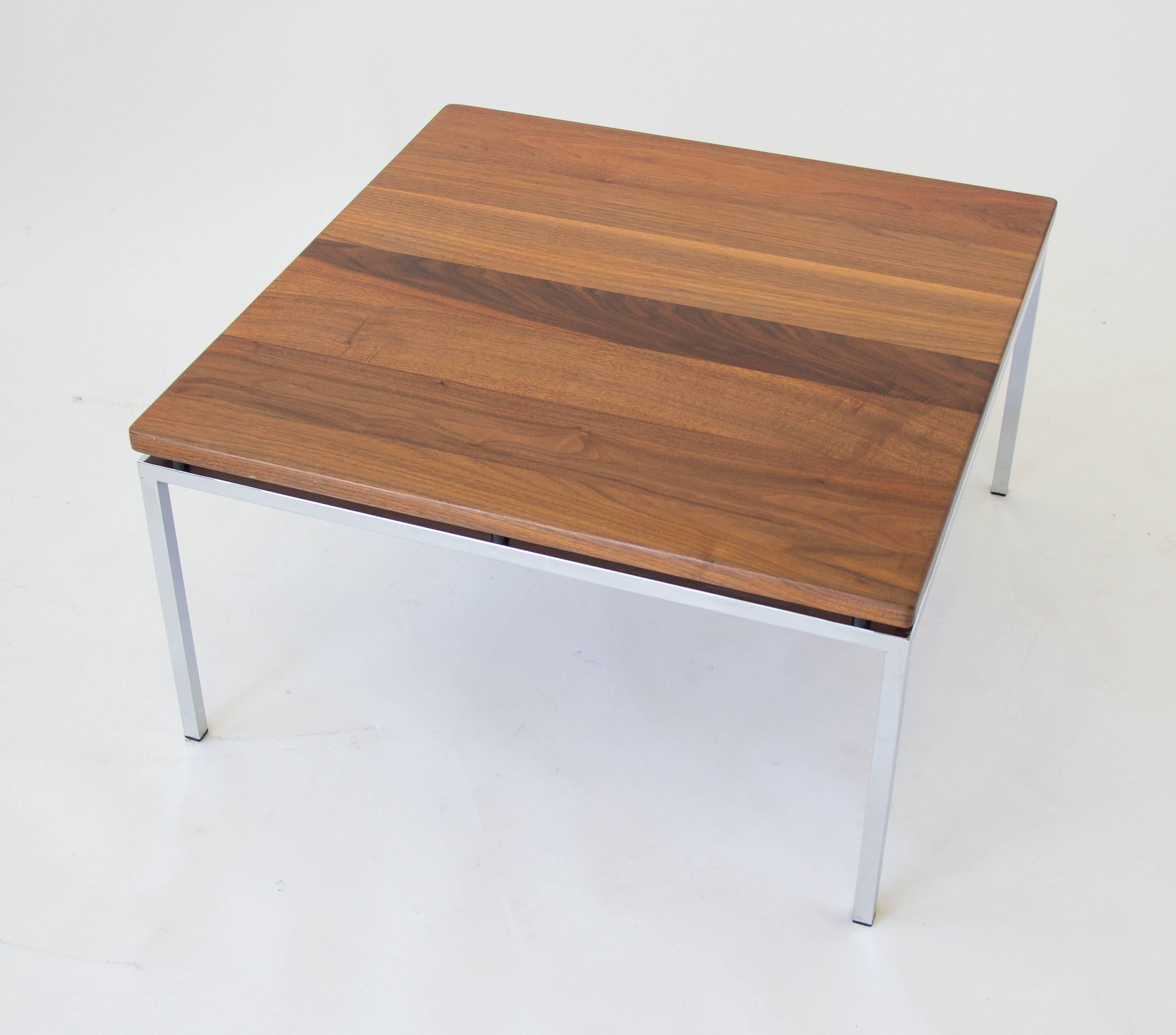 Knoll Style Walnut Square Side Table at 1stDibs