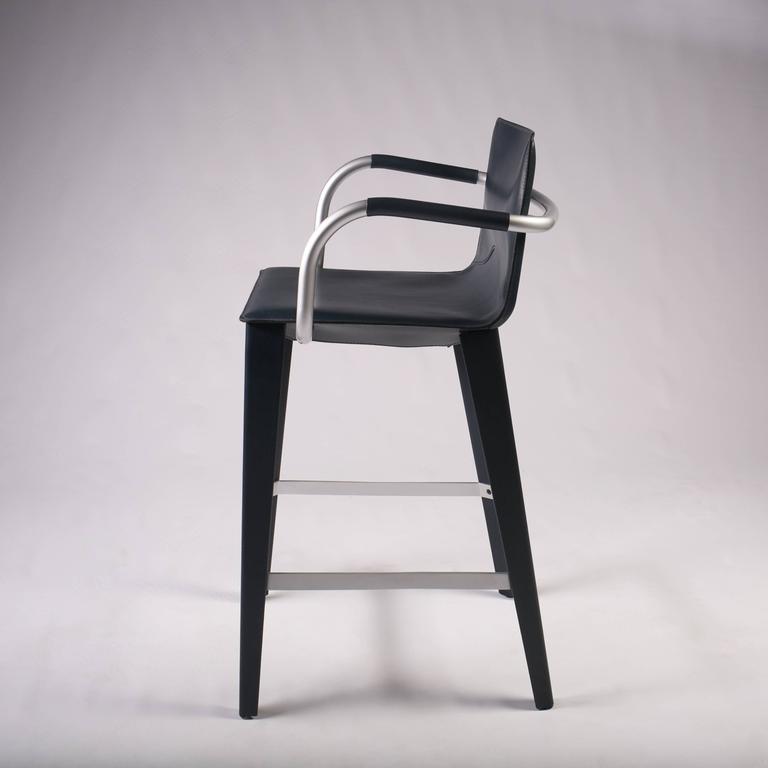 Four Matteo Grassi April Bar Stools in Lapis Blue Leather For Sale at ...