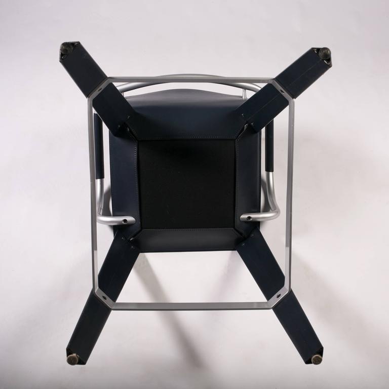 Four Matteo Grassi April Bar Stools in Lapis Blue Leather For Sale at ...