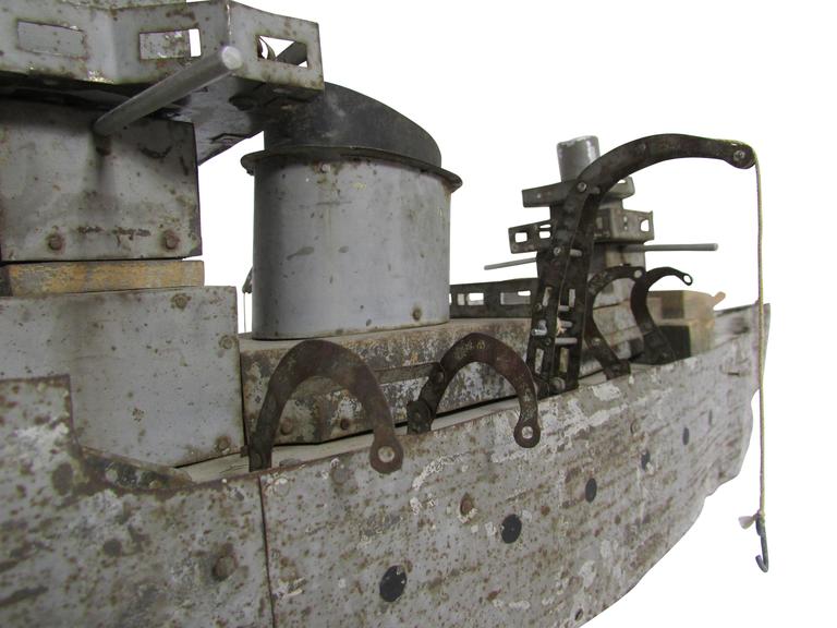 Folk Art Scrap Metal Battleship at 1stDibs